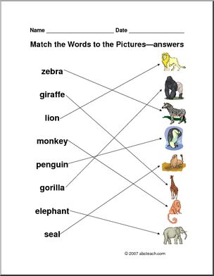 Worksheet: Matching Zoo Animals | Abcteach