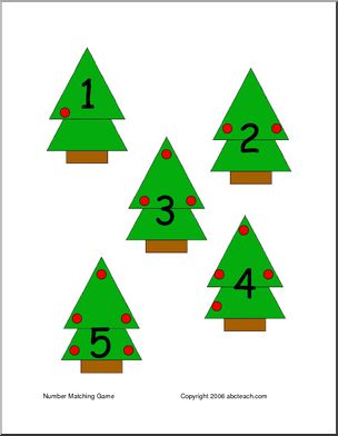 Board Game: Matching Christmas Trees (preschool) -color | Abcteach