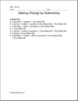 Making Change by Counting Up Worksheet – Abcteach