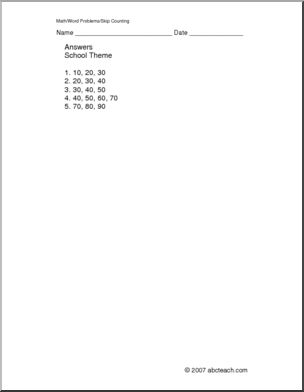 Word Problems: School Themed Skip Counting (primary) – Abcteach