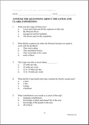 Comprehension: Lewis and Clark (elementary) | Abcteach