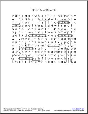 Second Grade Level Set 2′ Dolch Activity Pages – Abcteach