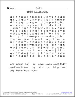 Third Grade Level Set 1′ Dolch Activity Pages – Abcteach