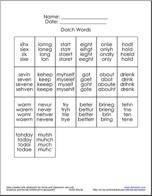 Third Grade Level Set 1′ Dolch Activity Pages – Abcteach