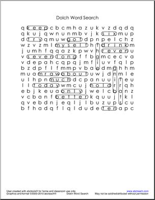 Third Grade Level Set 1′ Dolch Activity Pages – Abcteach