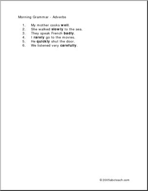 Morning Grammar: Adverbs | Abcteach