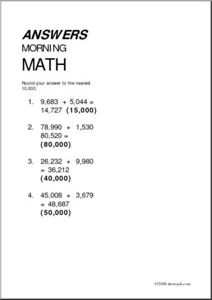 Rounding 4 Morning Math – Abcteach