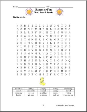 Spelling: Summer Theme (elem/upper elem) | Abcteach