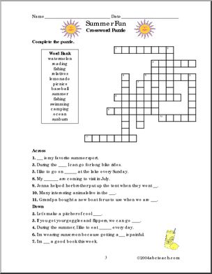 Spelling: Summer Theme (elem/upper elem) | Abcteach