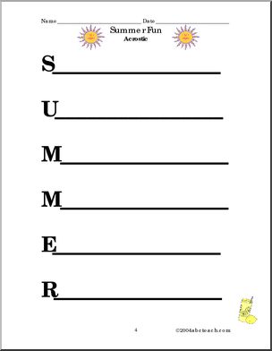 Spelling: Summer Theme (elem/upper elem) | Abcteach