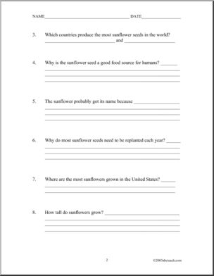 Comprehension: Sunflowers (elementary) – Abcteach