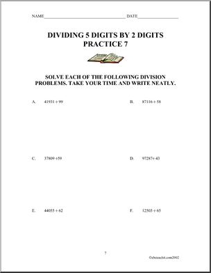 5 digits by 2 digit Division