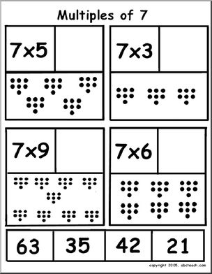 Multiples of 7 (set) Cut and Paste