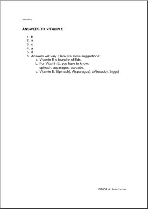 Worksheet: Vitamin E | Abcteach