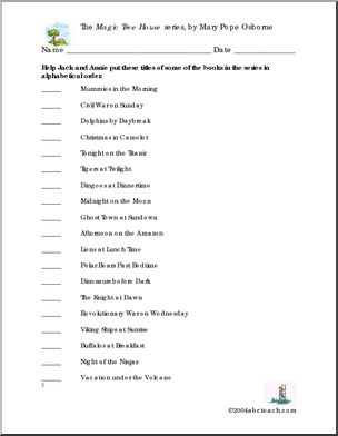 Magic Tree House series (elementary) Book I abcteach.com