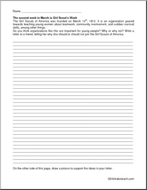 March - Writing Prompts - Journal Writing - Printable Worksheets