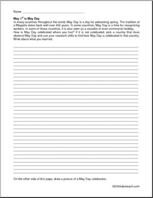 Writing Prompts: My Journal – May (middle) – Abcteach