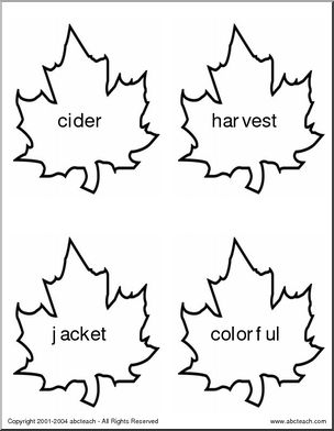 Flashcards: Fall Words (maple leaf theme) | Abcteach