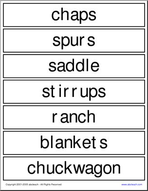 Word Wall: Cowboys – Abcteach