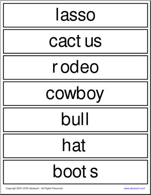 Word Wall: Cowboys – Abcteach