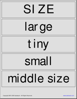 Word Wall: Properties (colors, shapes, textures, weight, size) | Abcteach