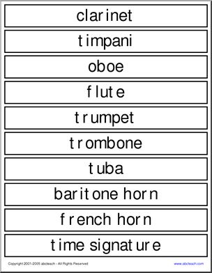 Word Wall: Musical Terms - Abcteach