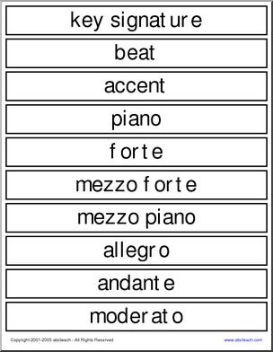 Word Wall: Musical Terms - Abcteach