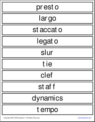 Word Wall: Musical Terms - Abcteach