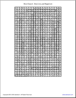 Word Search: Electricity and Magnetism | Abcteach