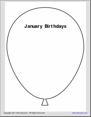 Shapebook: Balloon – Class Birthday Chart – Abcteach