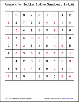 Sudoku: Gameboard 9×9 (2) – Abcteach