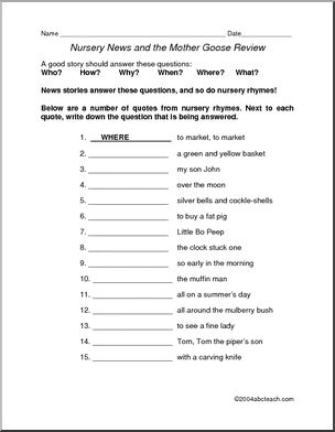 News and Nursery Rhymes (multiple levels) Unit – Abcteach