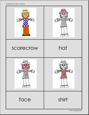 Nomenclature Cards: Scarecrow; Three Part Matching (color) | Abcteach