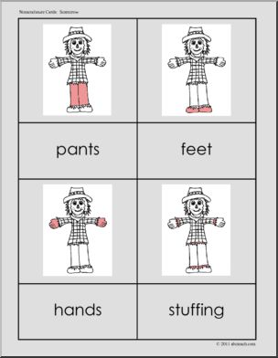 Nomenclature Cards: Scarecrow; Three Part Matching (color) | Abcteach