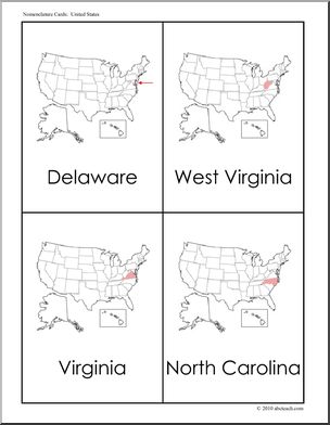 Nomenclature Cards: United States #2 (red-highlight) – Abcteach