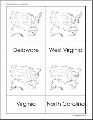 Nomenclature Cards: United States #2 (red-highlight) – Abcteach