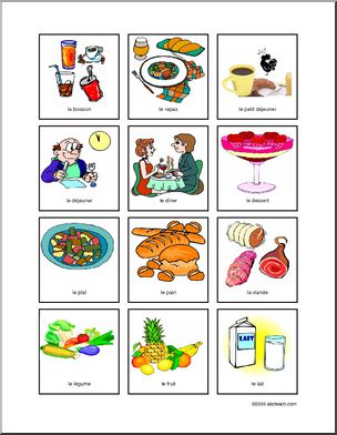 French: Matching Game–Nourriture–Food – Abcteach