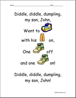 Diddle, Diddle Dumpling' Nursery Rhymes I abcteach.com