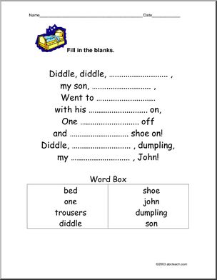 Diddle, Diddle Dumpling' Nursery Rhymes I abcteach.com