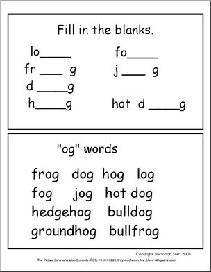 "og" words (version 1) Word Family Booklet I abcteach.com