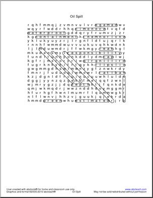 Word Search: Oil Spill (hard) | Abcteach