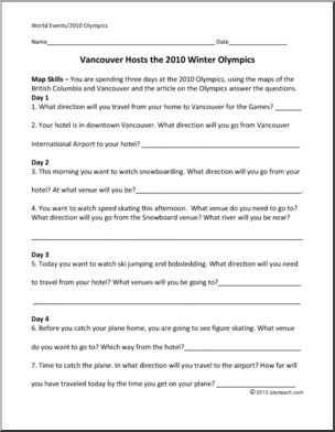 Reading Comprehension: 2010 Winter Olympic Games in Vancouver, Canada ...