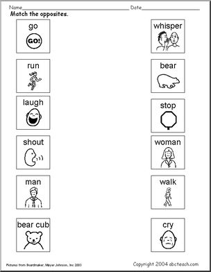 Matching - Opposites 3 Worksheet I abcteach.com
