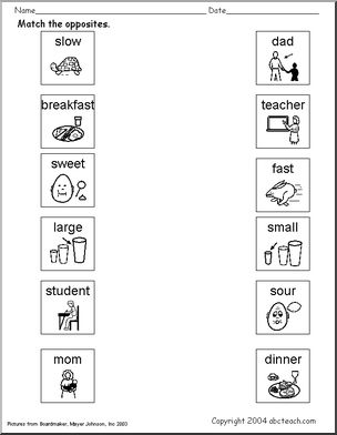 Matching - Opposites 3 Worksheet I abcteach.com