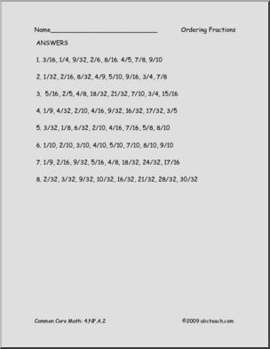 Ordering Fractions 3 Worksheet