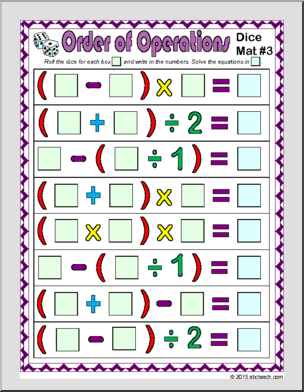 Math Games - Order of Operations - Dice Mat Games
