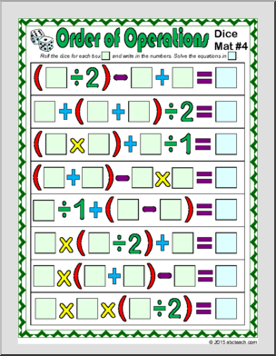 Math Games - Order of Operations - Dice Mat Games
