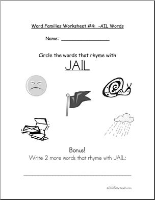 Word Family – ail words Worksheet – Abcteach