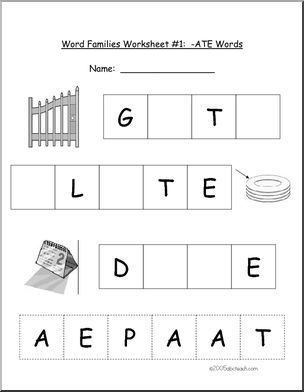Word Family - ate words Phonics I abcteach.com