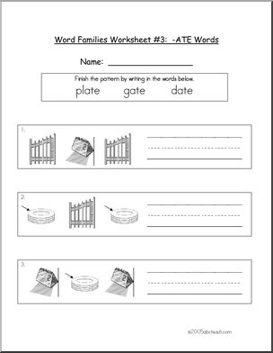 Word Family - ate words Phonics I abcteach.com